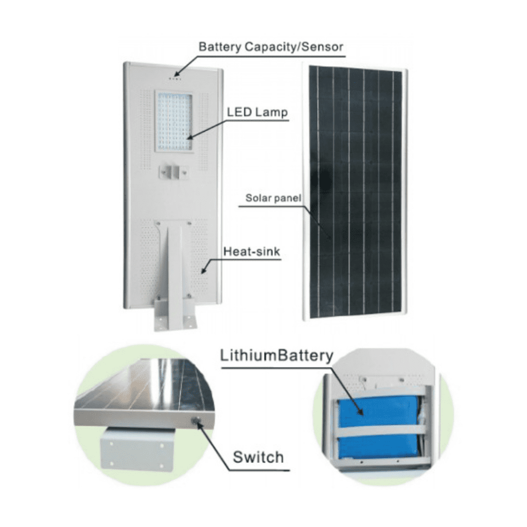100w High Wattage Solar Street Light - 5000K, White