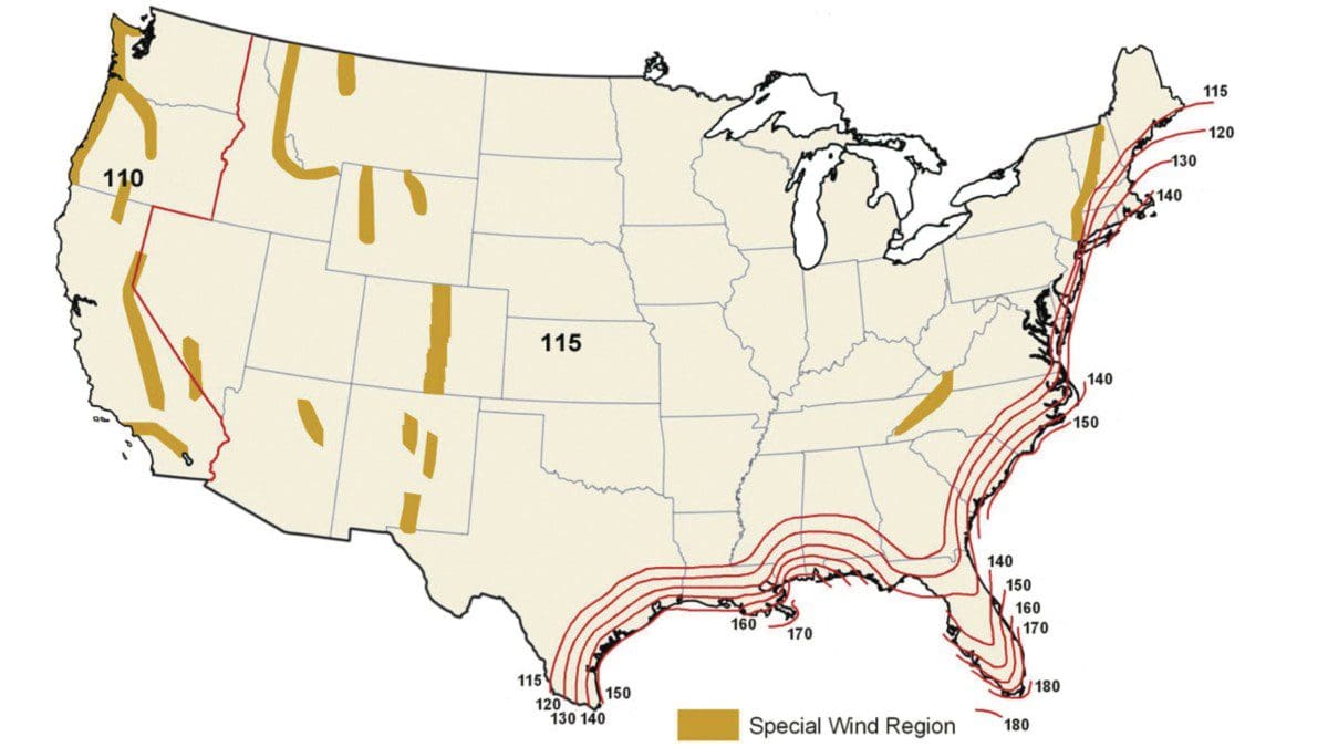 Wind Speed Map for ASCE 7-10 | Access Fixtures