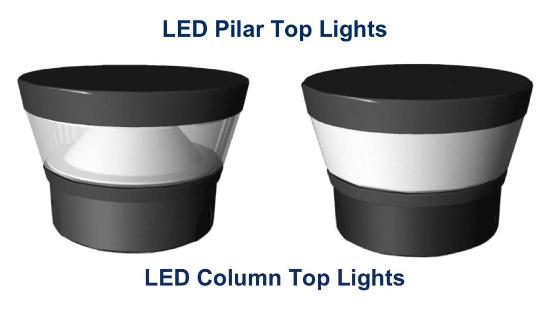25w Round Column Lights with a Flat Top - LED Pillar Lights