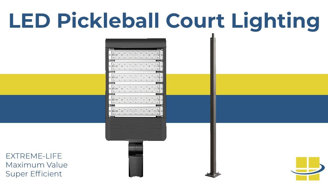 Pickleball Single Court LED Lighting 2 Poles 2 Fixtures 31fc