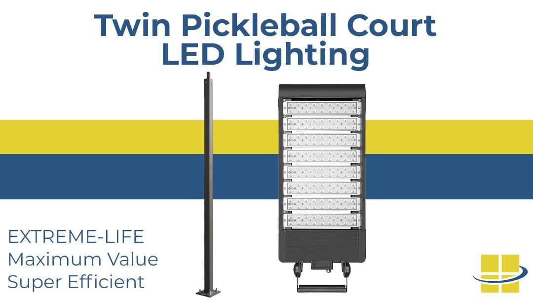 Twin Pickleball Court Lighting 4 x Poles 4 x Fixtures 31fc